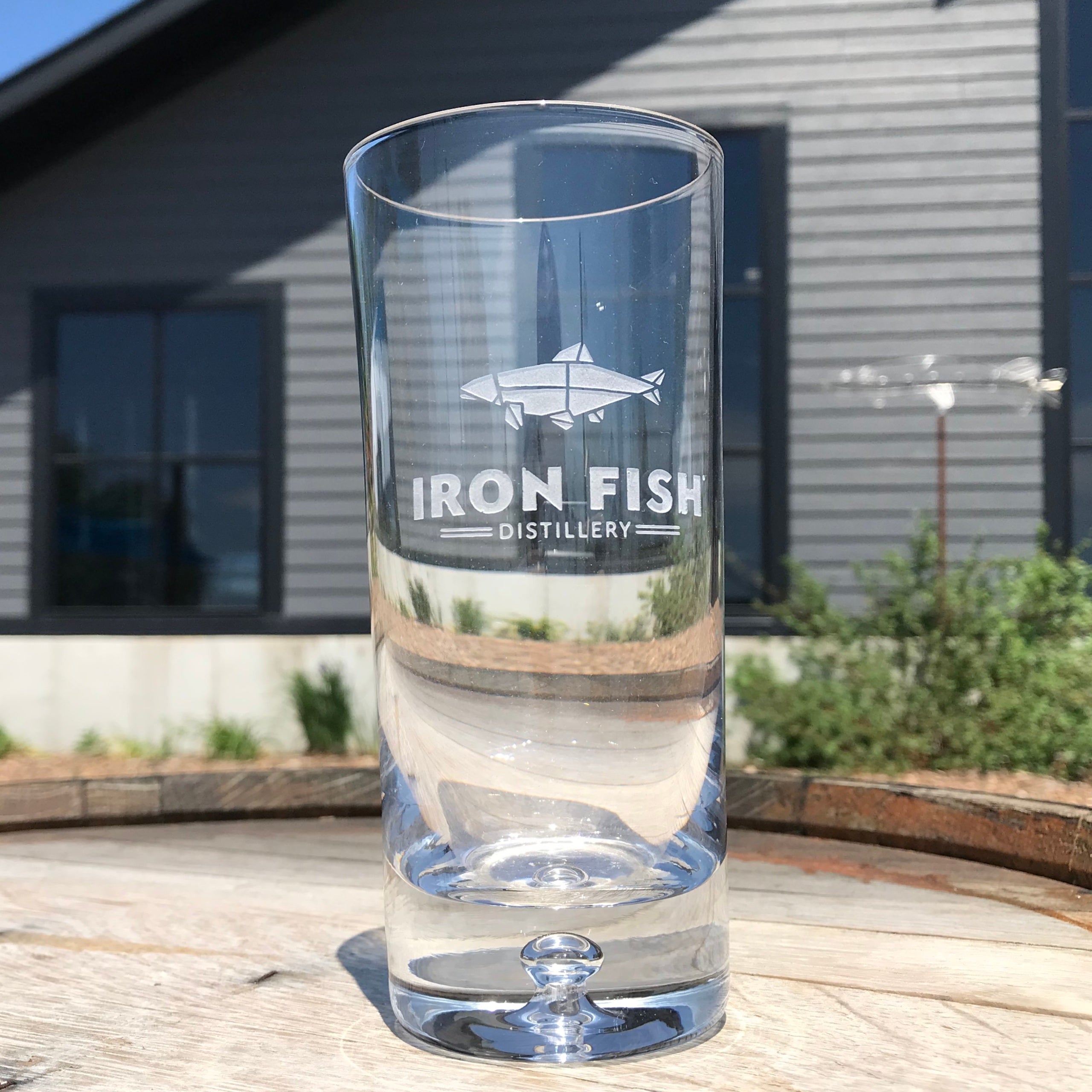 Iron Fish Etched Highball/Collins Glass | Iron Fish Distillery